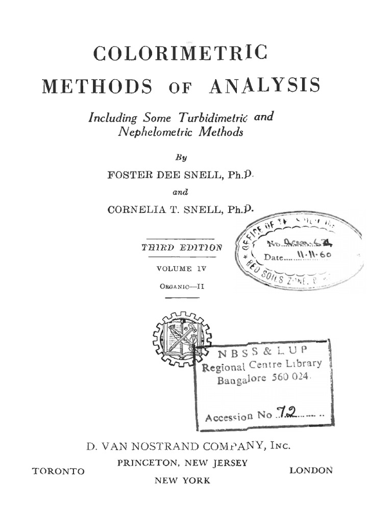 1959-Snell, And Snell-Colorimetric Methods of Analysis Including Some ...
