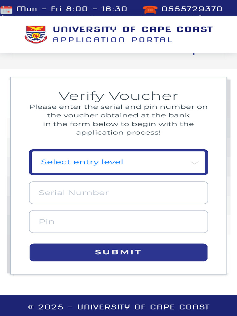 University of Cape Coast Admissions - Voucher Verification | PDF