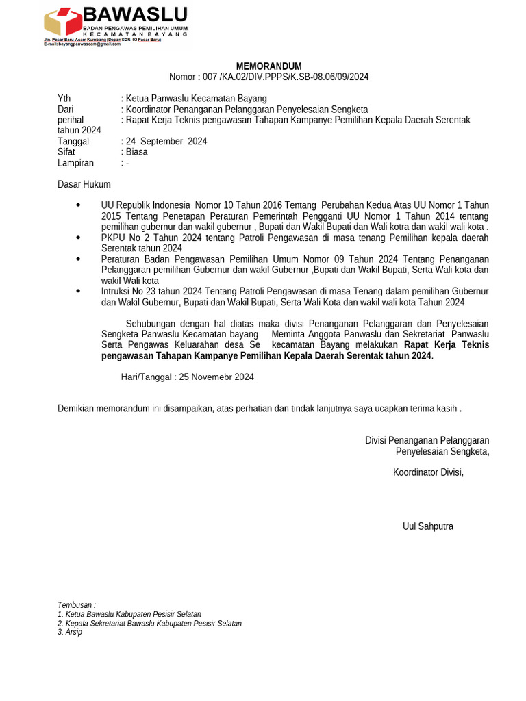 MEMO 007 Undangan PKD 25 Septe 2024 | PDF
