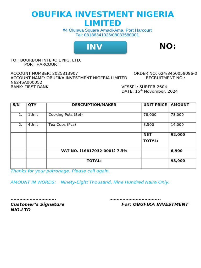 Invoice and Waybill For Cooking Pot (Set) | PDF