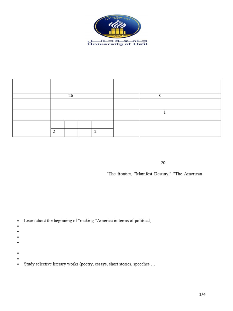 American Literature Course Syllabus | PDF | American Literature