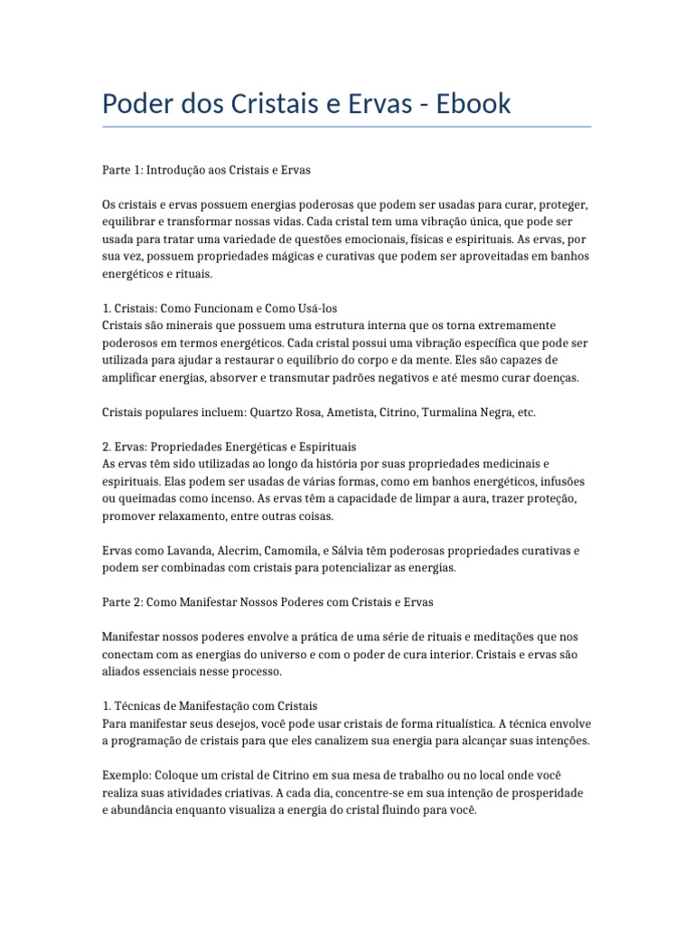 Poder Dos Cristais e Ervas | PDF | Cristal | Chacra