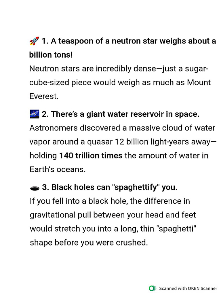 Space Facts | PDF