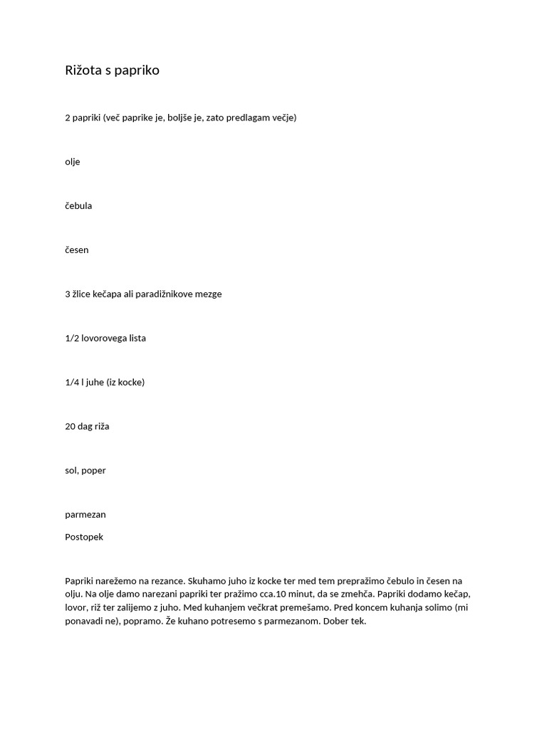 Rižota S Papriko | PDF