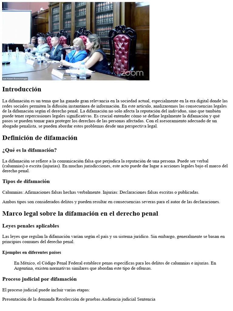 Consecuencias Legales de la Difamación | PDF | Derecho penal | Daños y ...