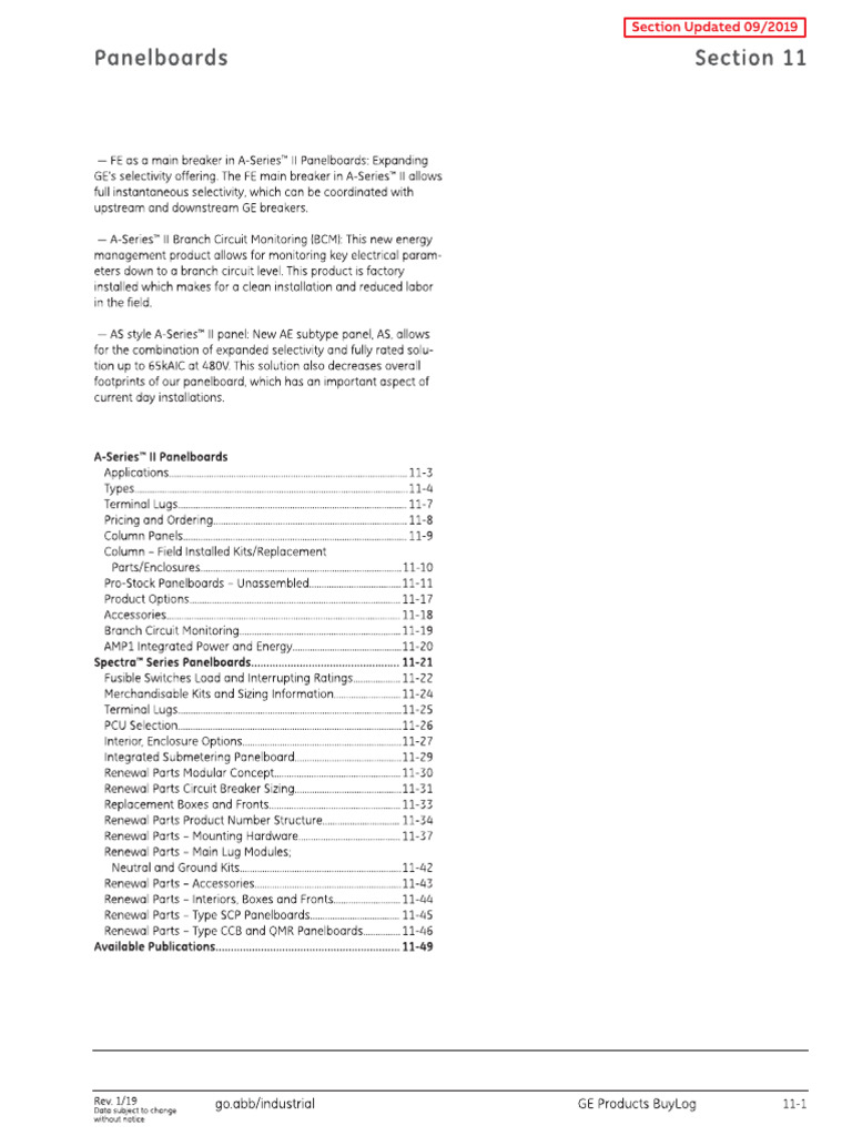 GE Panelboards Catalogue | PDF