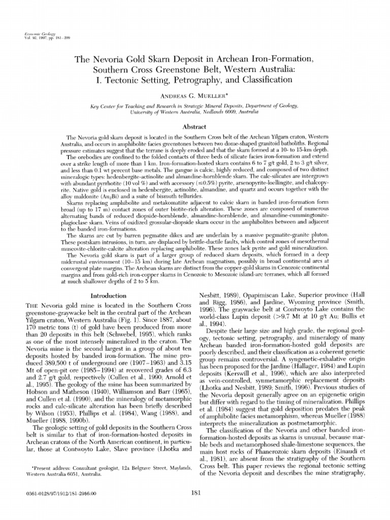 I. Tectonic Setting, Petrography, and Classification: The Nevoria Gold ...