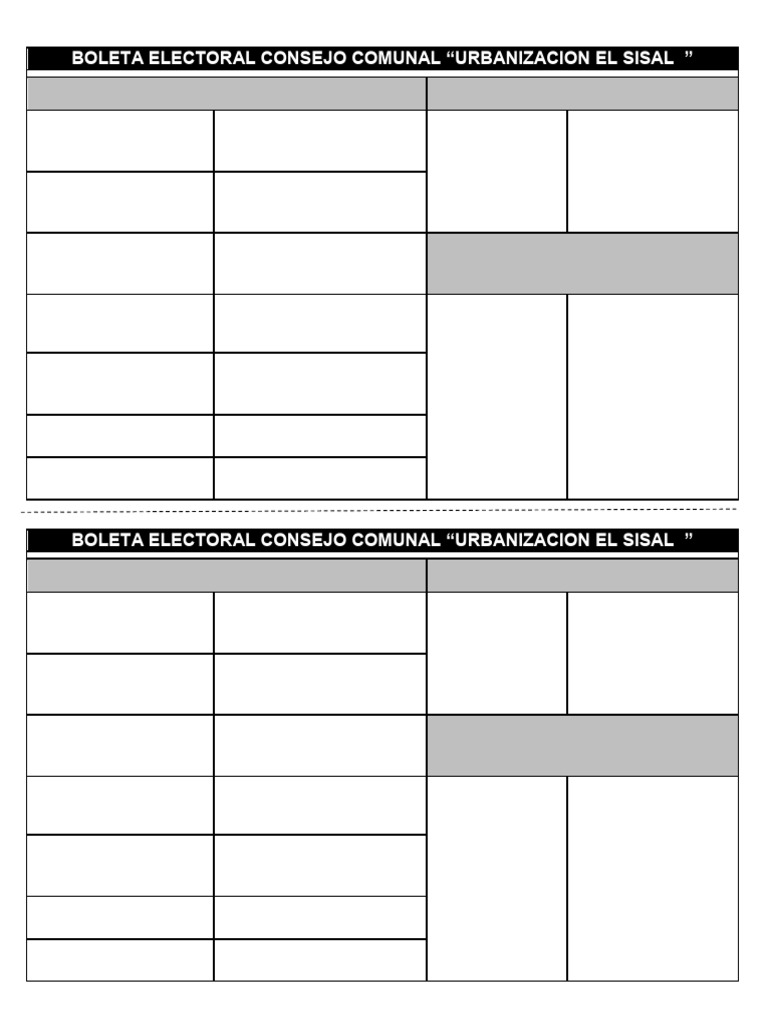 Boleta Electoral Consejo Comunal | PDF