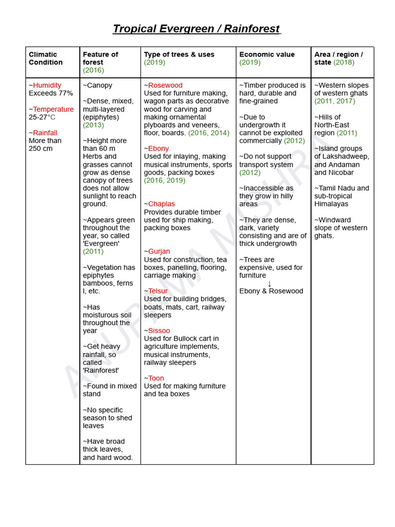 Tropical Evergreen - Rainforest | PDF | Rainforest | Trees