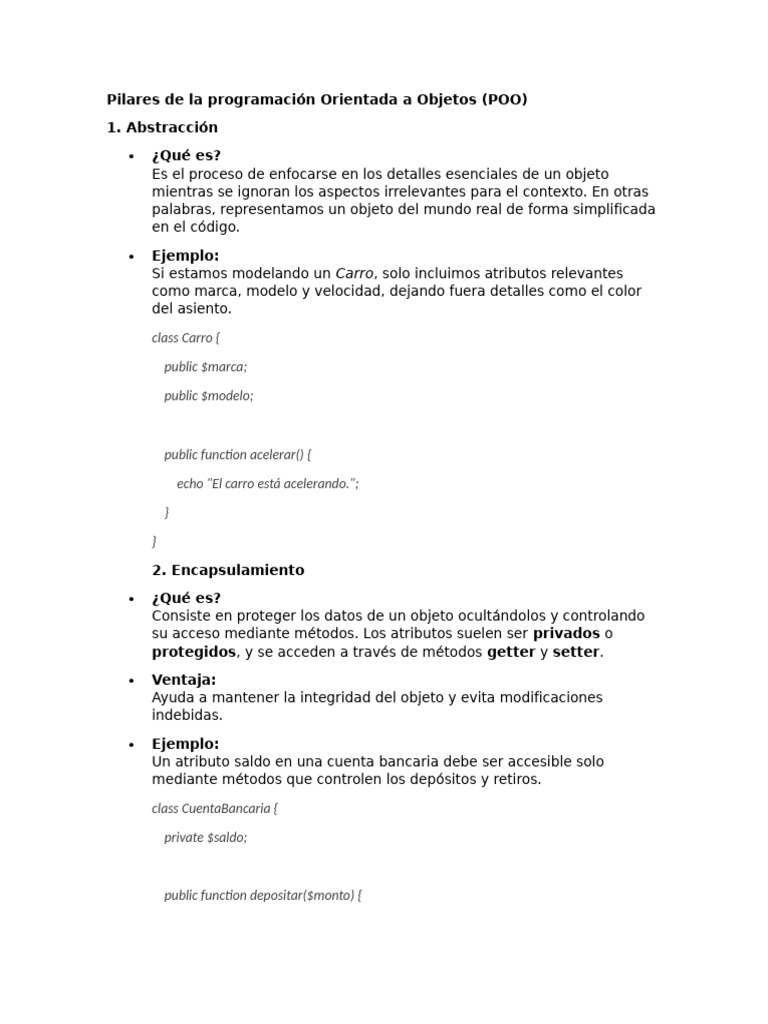 Pilares De La Programación Orientada A Objetos Pdf Objeto 7098