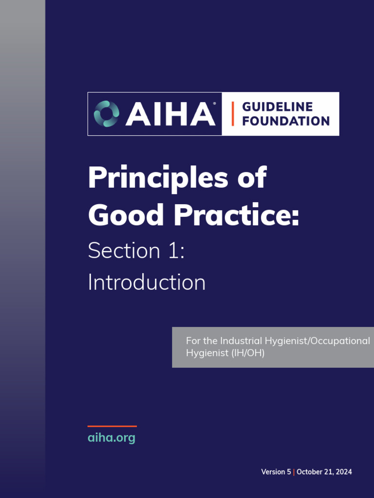 AIHA Guideline Foundation Principles of Good Practice - Sections1 - 4 | PDF