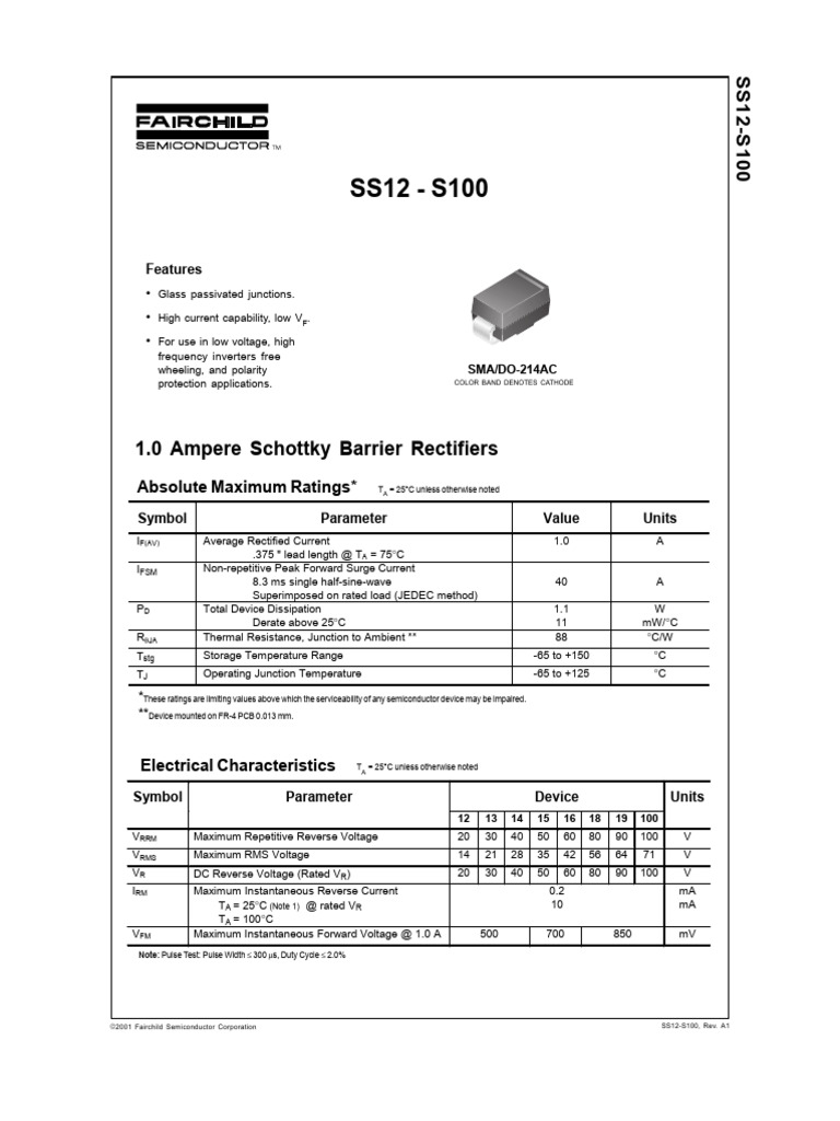 Schottky Barrier Rectifiers SS12 | PDF | Rectifier | Electrical Engineering