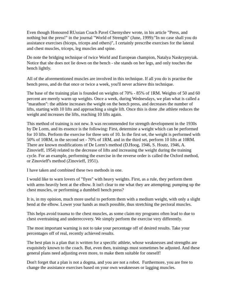 Sheiko Bench Only For Polkov | PDF | Weight Training | Physical Exercise