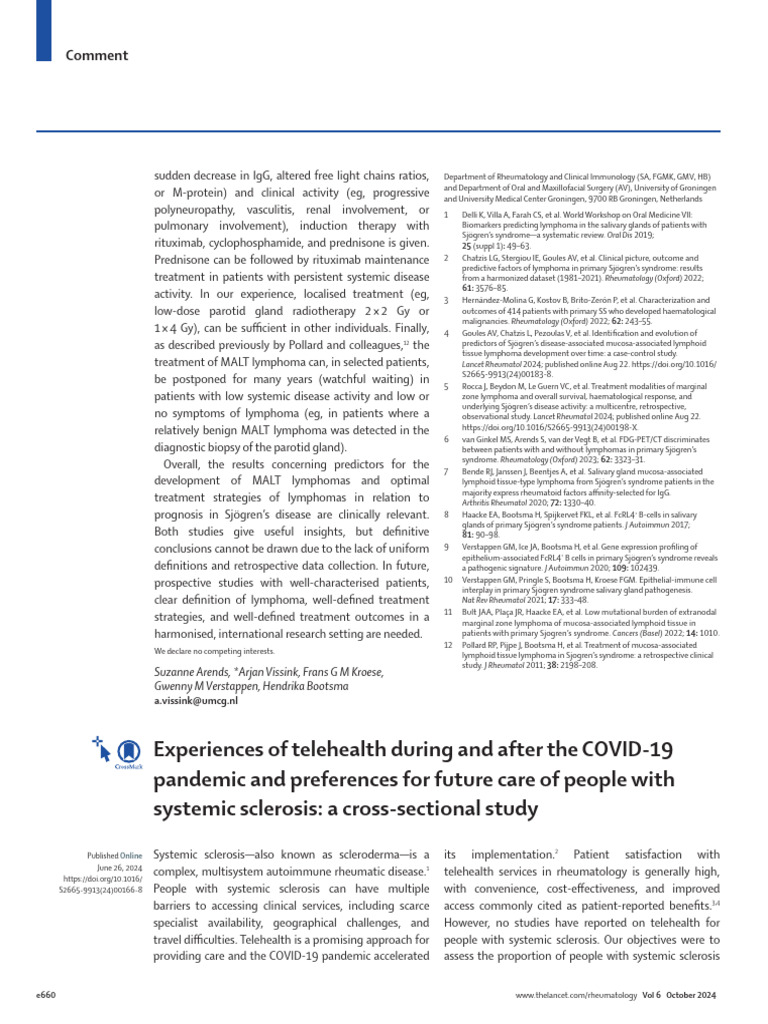 Experiences of Telehealth During and After The COV | PDF | Lymphoma | Medical Specialties