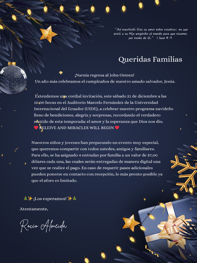 Invitacion Programa Navideño 2024 2025 | PDF