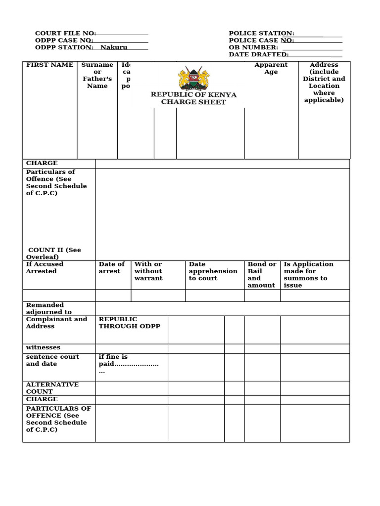 Charge Sheet Editable | PDF