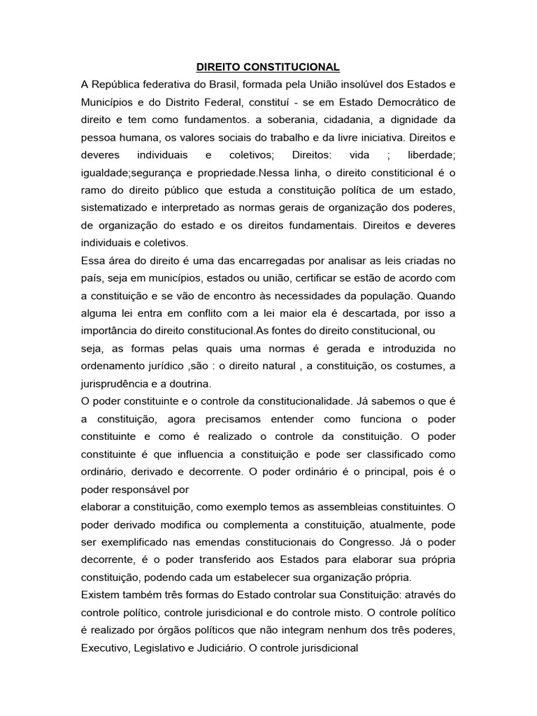 Fundamentos do Direito Constitucional | PDF | Constituição | Lei ...