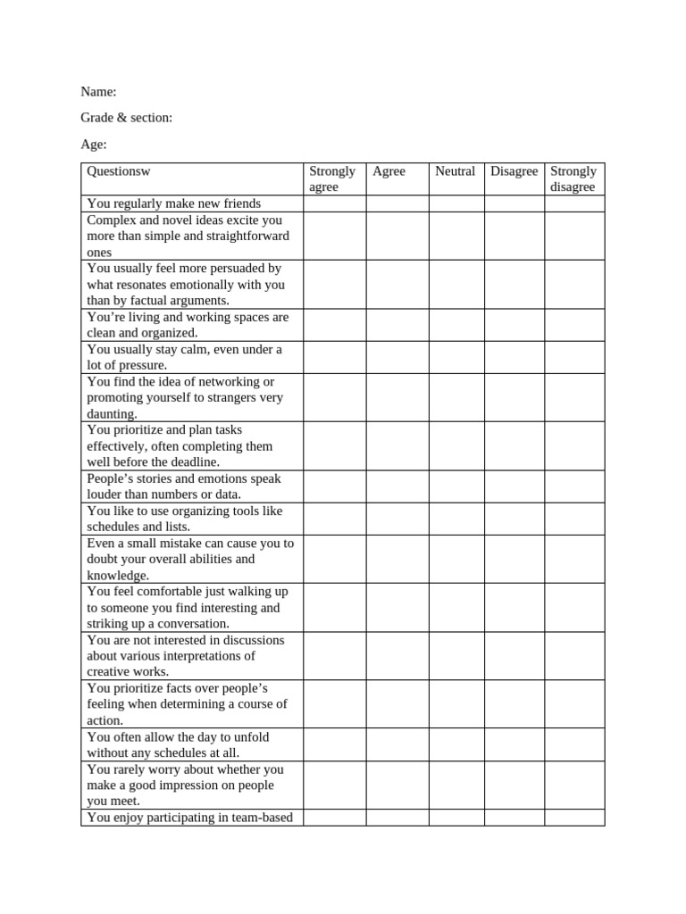 FIRST SURVEY | PDF | Feeling | Cognitive Science