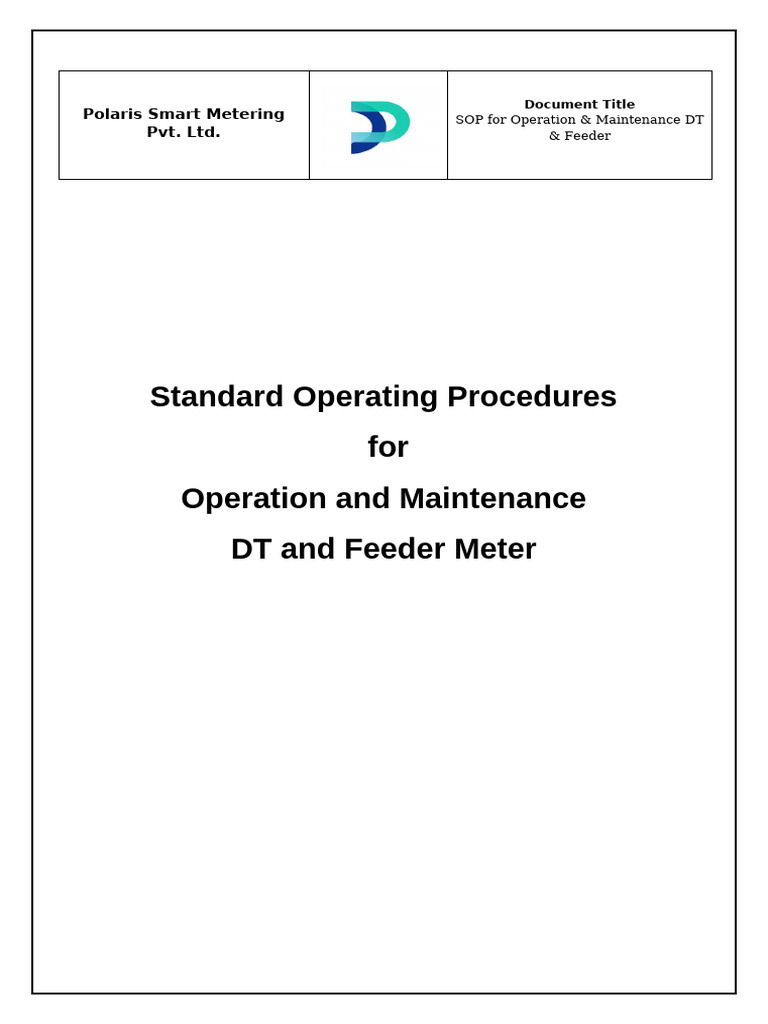 Draft SOP For Operations & Maintenance of Smart Meters (LTCT, DT, Feeder Meter) | PDF ...