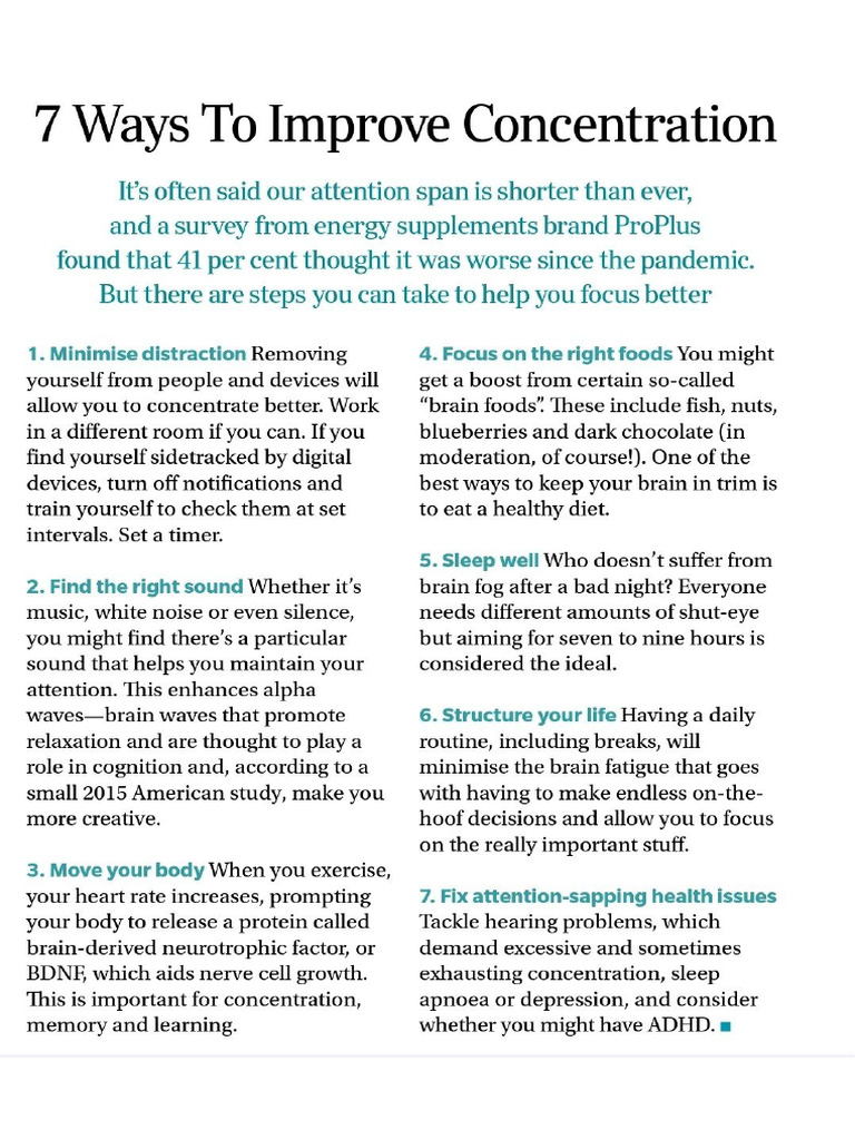 7_Ways_To_Improve_Concentration | PDF