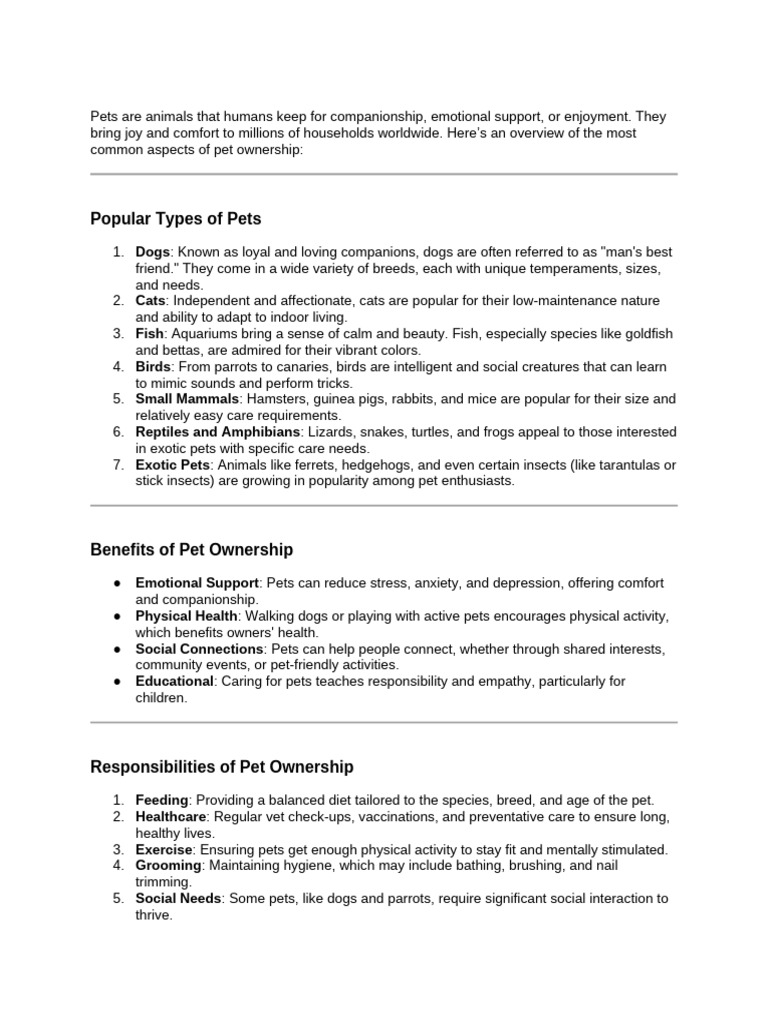 Pets Paper | PDF | Pet | Animals And Humans