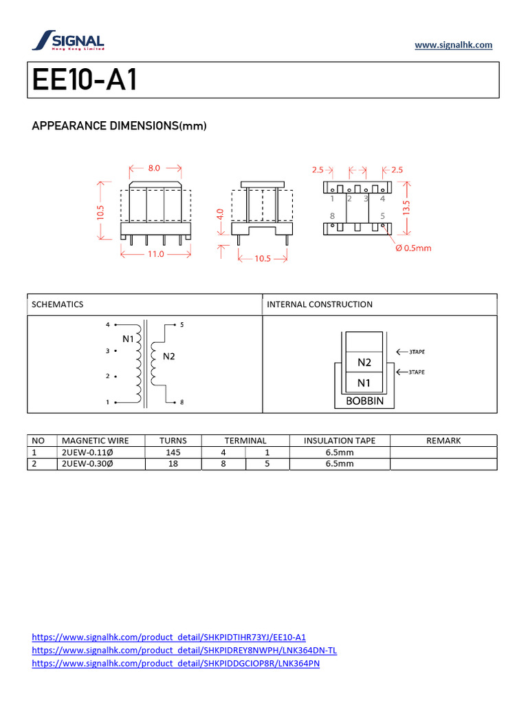 EE10-A1 Flyback Transformers | PDF