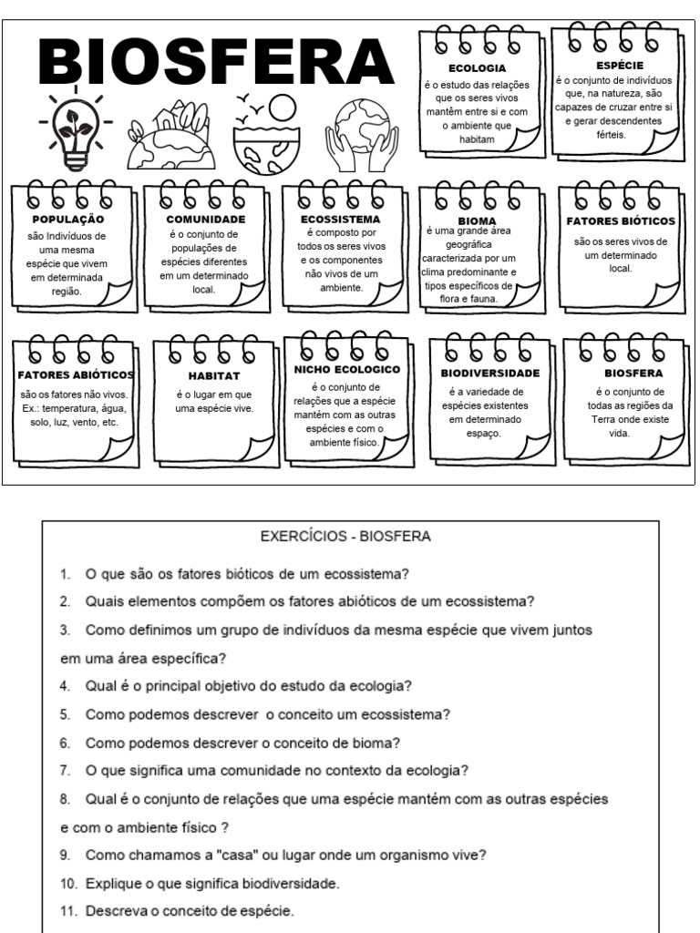 Conceitos de Ecologia Exercícios e Cruzadinha | PDF | Ecologia | Ambiente natural