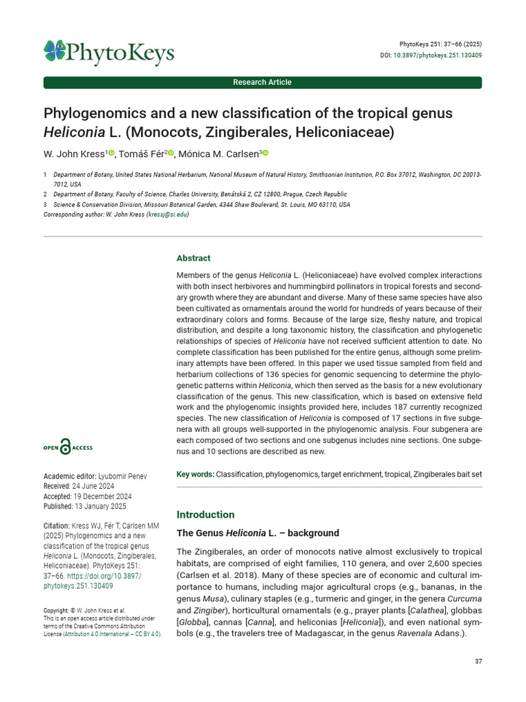 Heliconia New Classification 2025 | PDF | Taxonomy (Biology) | Phylogenetics