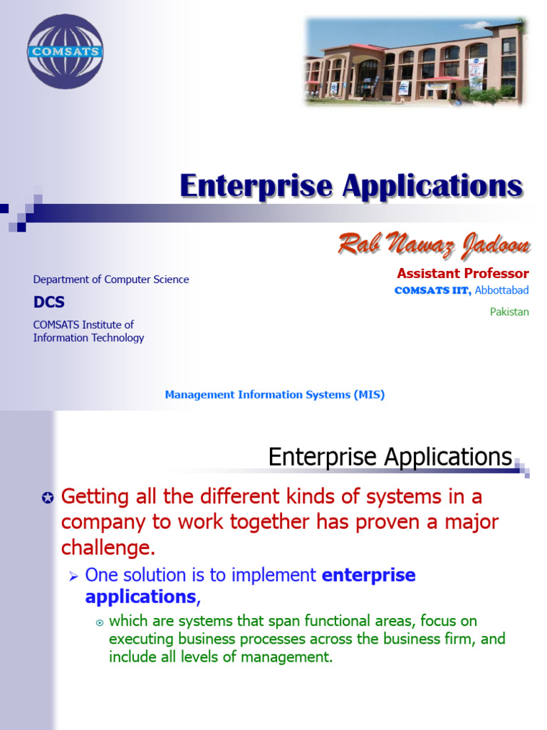 Lecture 4 Enterprise Applications by Rab Nawaz Jadoon | PDF | Customer ...