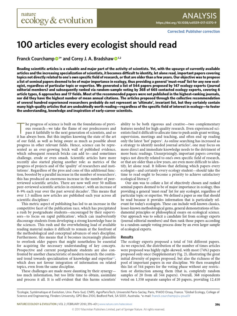100 Papers | PDF | Ecology | Biodiversity