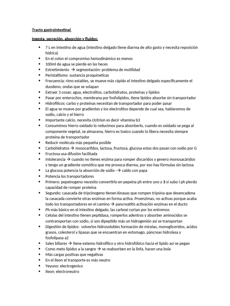 Fisiología Tracto Inferior | PDF | Digestión | Tracto gastrointestinal