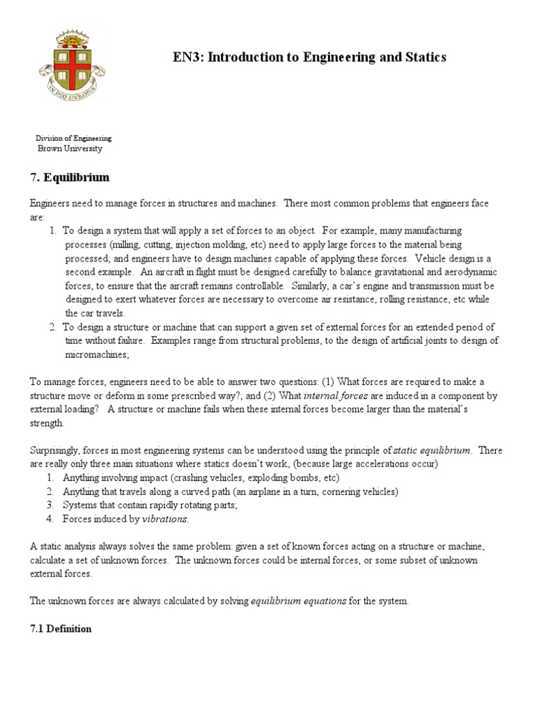 Static Equilibrium in Engineering Systems | PDF | Buoyancy | Lift (Force)