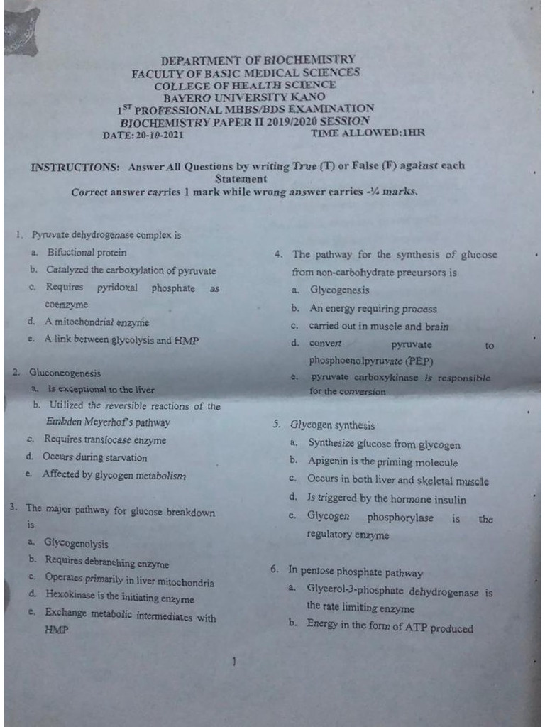 2021 Level 2 BCH (MBBS - BDS Exam) - 1-1 | PDF