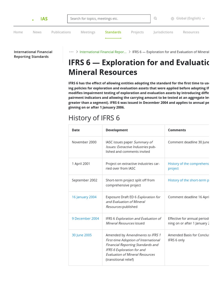 IFRS 6: Mineral Resource Evaluation | PDF | International Financial ...