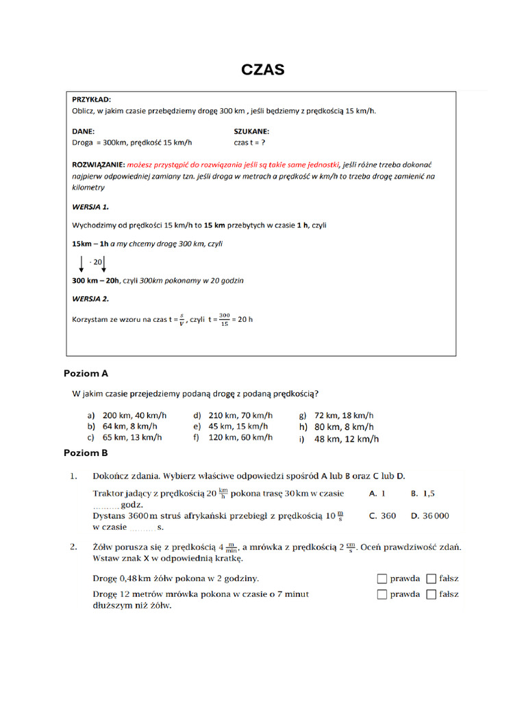 CZAS - Zadania Dla Chętnych | PDF