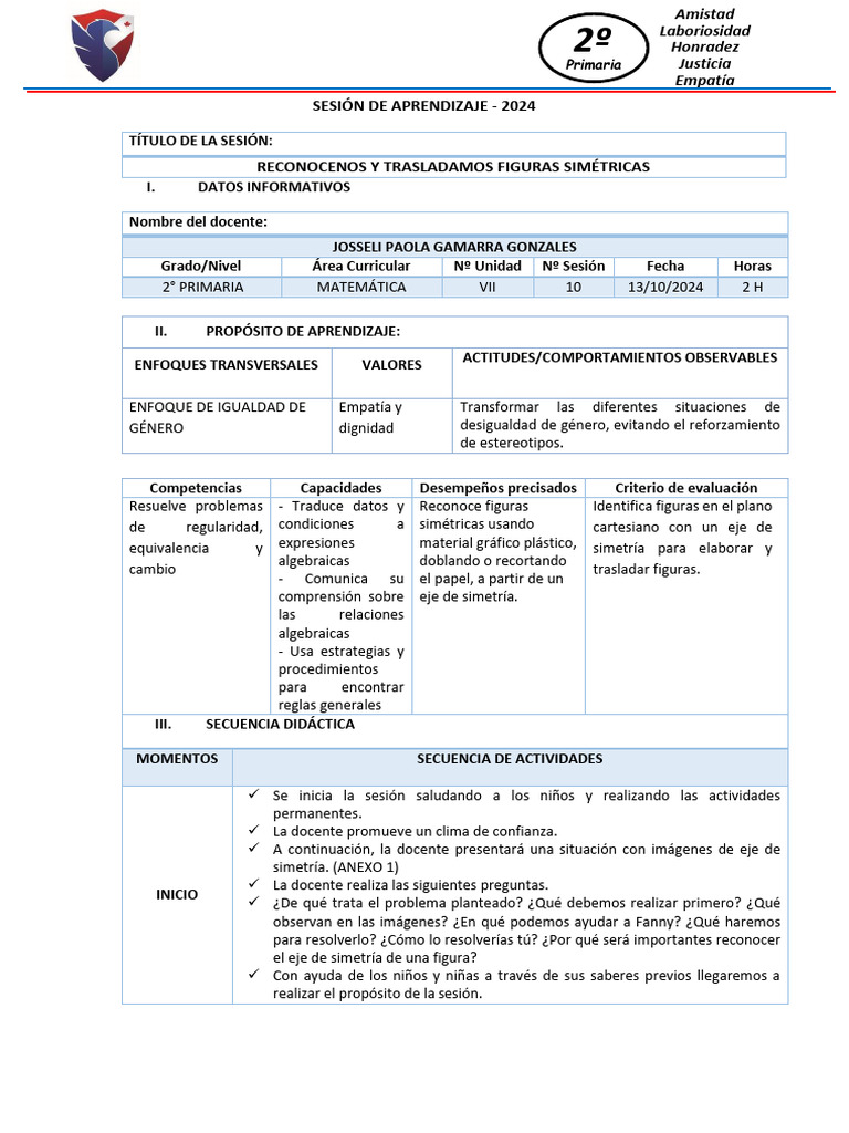 Mate 10 - Eje de Simetría - Miércoles 13 de Noviembre | PDF