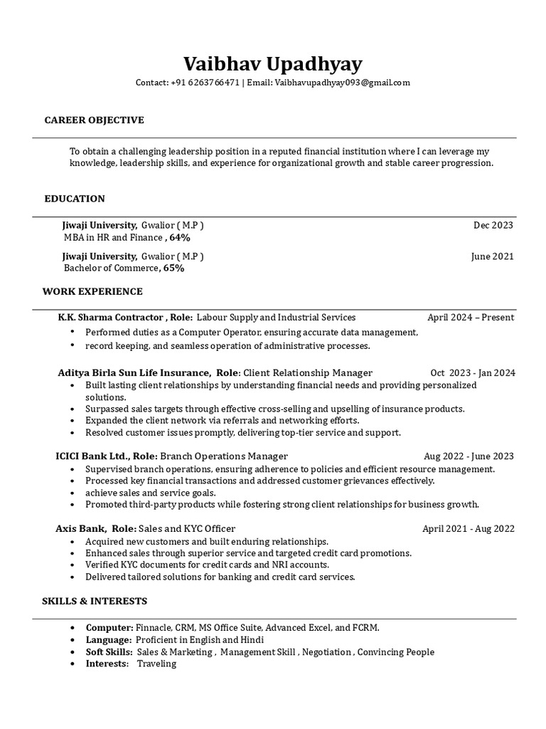 Vibhav Resume | PDF | Business Economics | Economies
