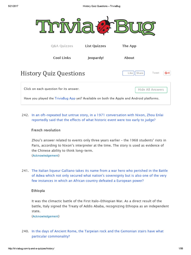 History Quiz Questions Trivia | PDF