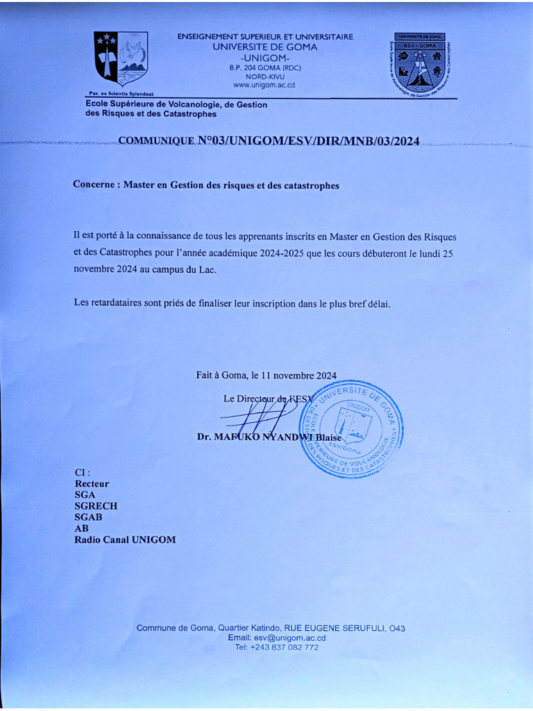 Début Cours Nouvelle Promotion Master GRC | PDF