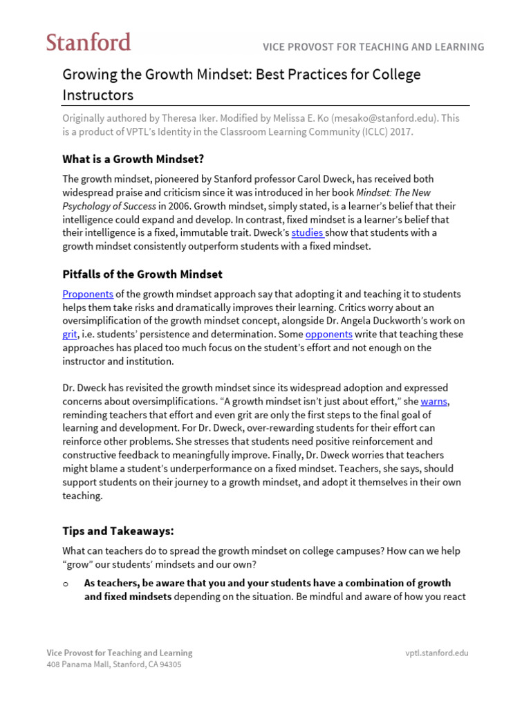 growth_mindset_handout | PDF | Mindset | Learning