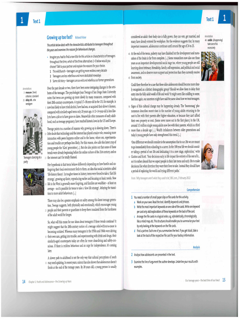 Growing Up Too Fast - Richard Fisher - Context Pp.14-16 | PDF