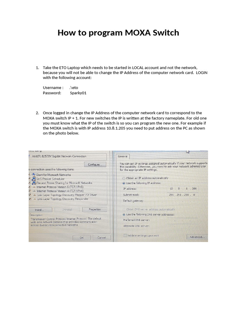 Configuring MOXA Switch IP Settings | PDF