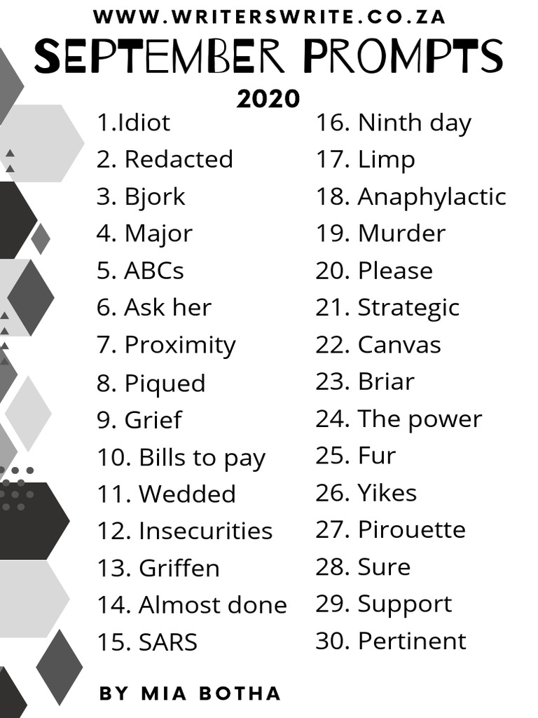 30 Writing Prompts For September 2020 | PDF