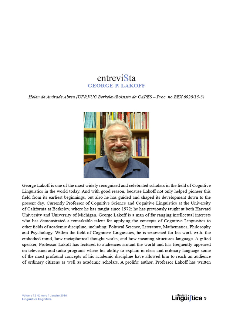 George Lakoff: Pioneer of Cognitive Linguistics | PDF | Metaphor ...