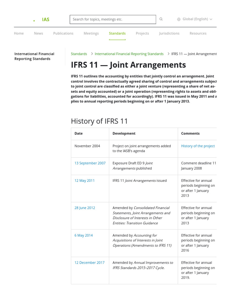 IFRS 11: Joint Arrangements Overview | PDF | International Financial ...