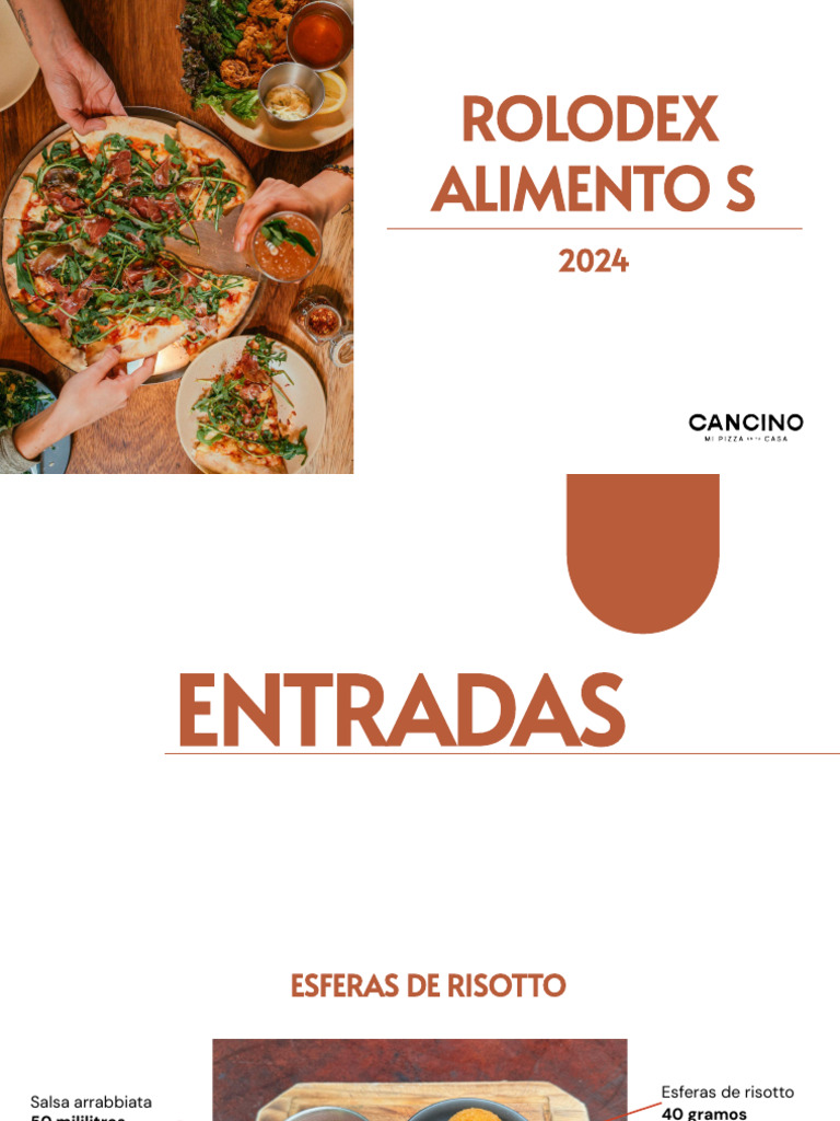 Menú 2024: Entradas, Platos y Pizzas | PDF | ensalada | Salsa de tomate