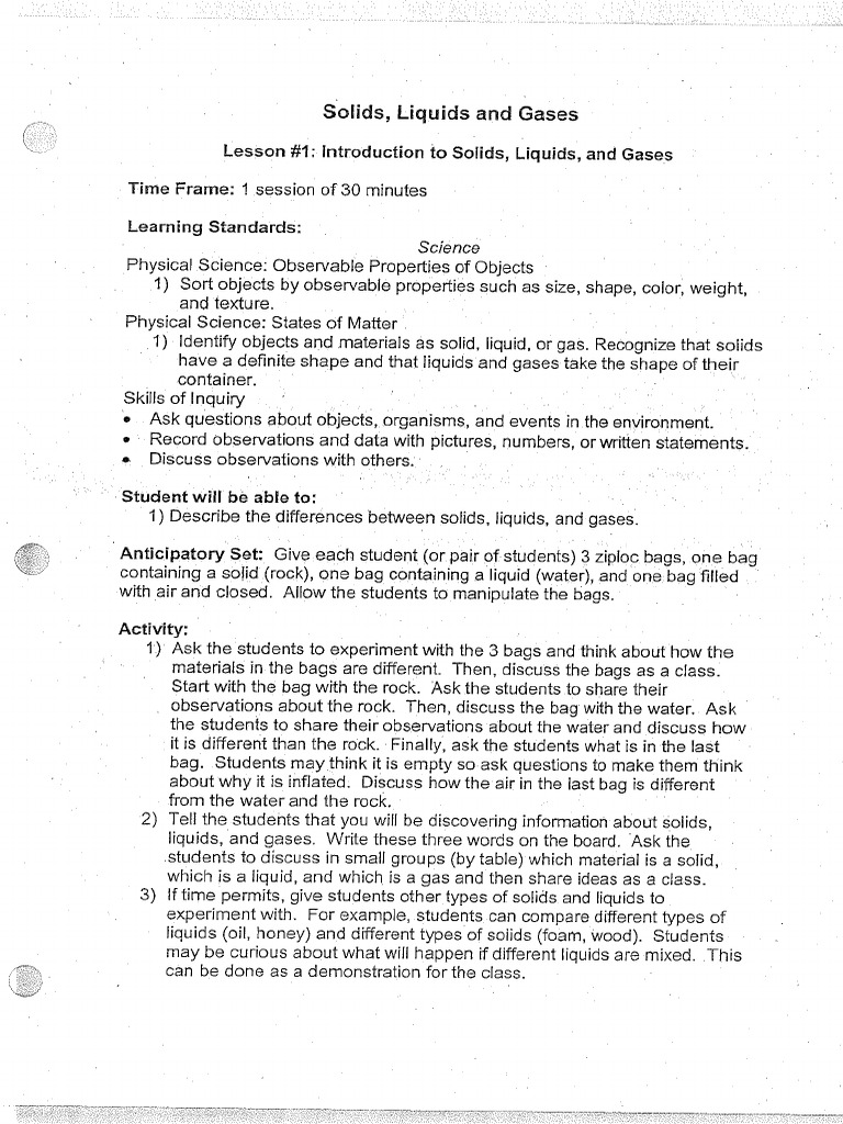 UNIT 2 Solids Liquids and Gases | PDF