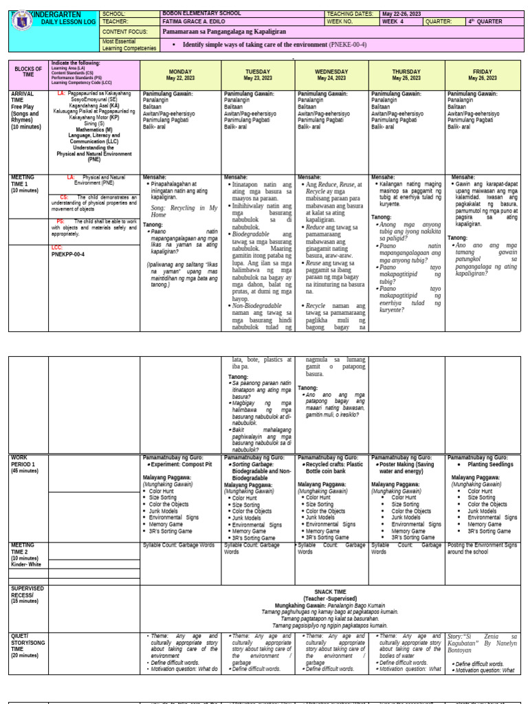DLL Melc Q4 WK4 | PDF | Teachers