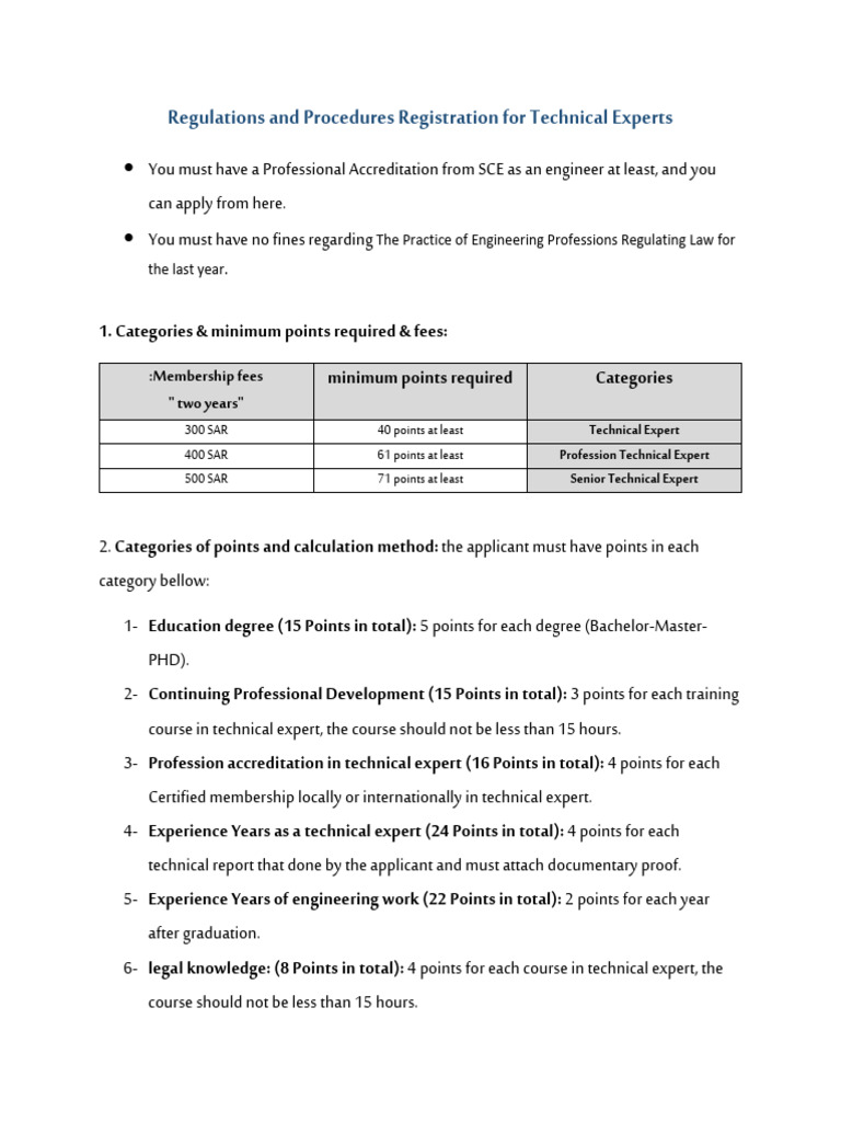 Technical Expert Registration Guidelines | PDF | Engineering | Engineer
