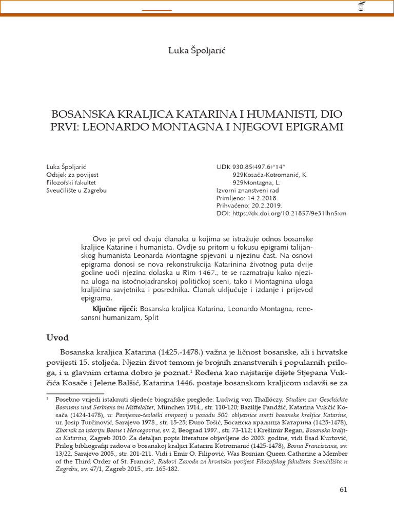 Katarina Kosaca epigram | PDF